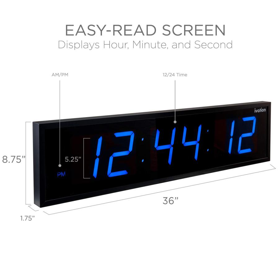 DBTech Huge 36 Inch Oversized Digital Blue LED Clock 並行輸入品 : Import ...