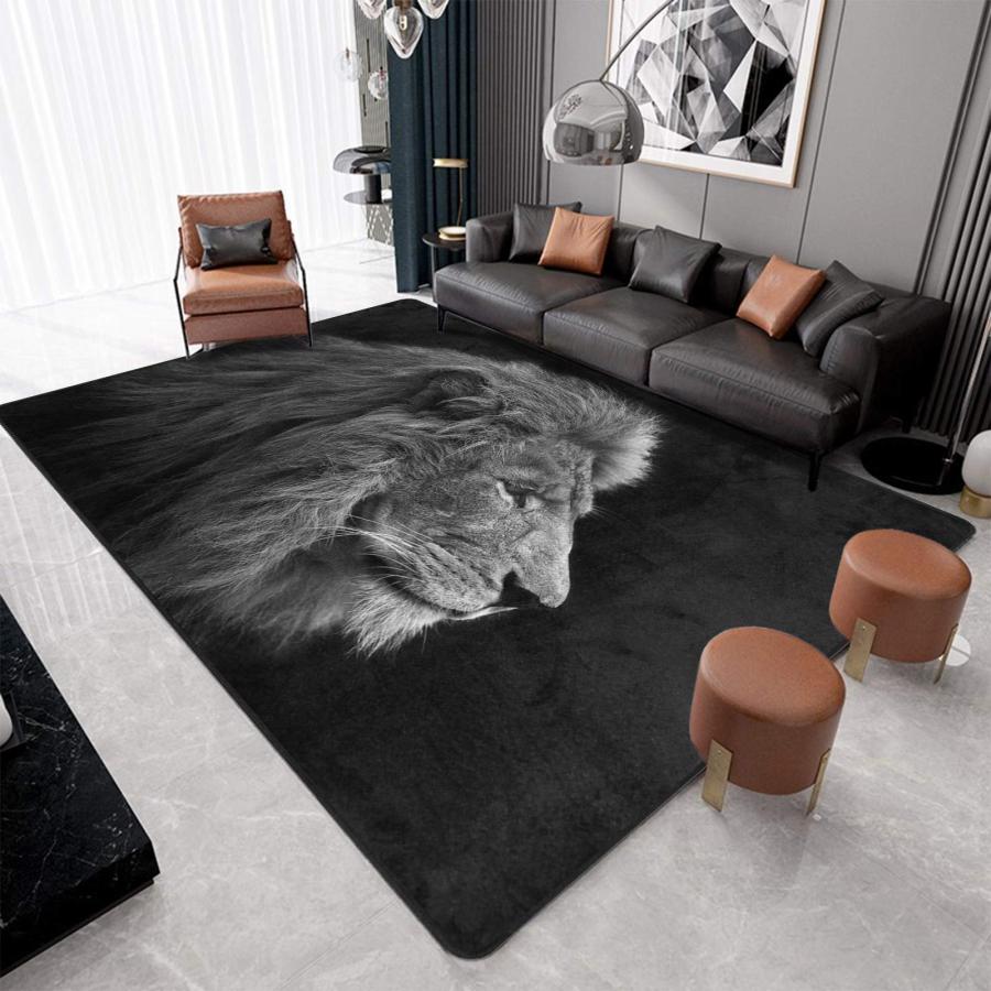 ブランド登録なし 9CH Art Lion Area Rug Head Black Rugs Mat for Living Room B 並行 ...