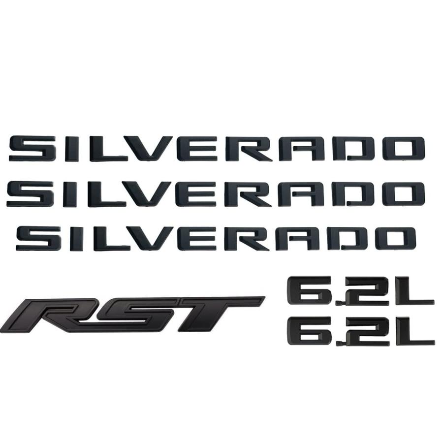 【並行輸入品】6Pcs Set Silverado RST 6.2L Emblem Nameplate 3D Hood Fender Tail ...