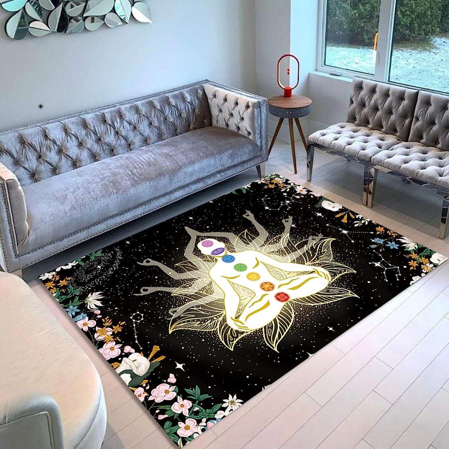 Chakra Meditation Spiritual Yoga Print Area Rugs Floor Mat Non-S ...