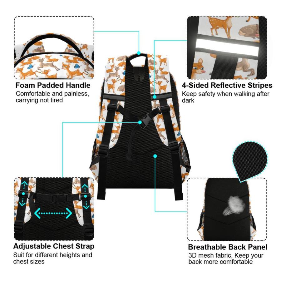 【並行輸入品】ALAZA Funny Deer Butterfly Backpack for Students Boys Girls Trav ...
