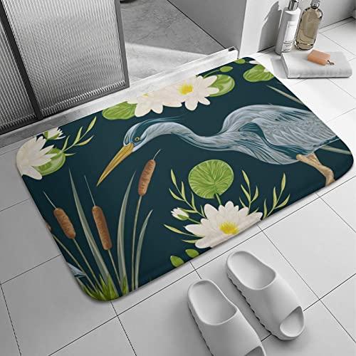 【並行輸入品】Heron Bird Water Lily Bath Rugs Absorbent Non Slip Door Mats Sof : Import tabaido - 通販 ...