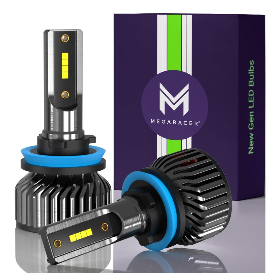 Mega Racer H11/H8/H9/H16 新世代LEDヘッドライト電球 6000K クールホワイト LEDチップ16個 並行輸入品 ...