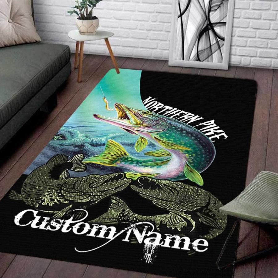 Custom Name Northern Pike Fishing Art Rug, Northern Pike Fishing 並行輸入品 ...
