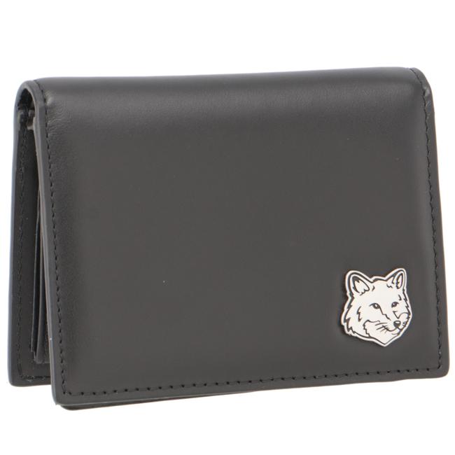 MAISON KITSUNE 【SALE】メゾンキツネ/MAISON 財布 メンズ FOX HEAD TRIFOLD WALLET 三つ折り財布 BLACK MM05345LC0043 ...