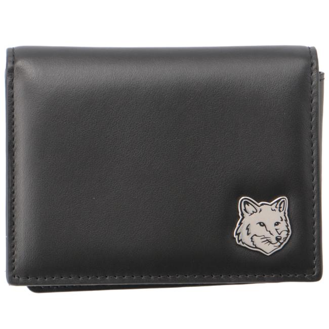 MAISON KITSUNE 【SALE】メゾンキツネ/MAISON 財布 メンズ FOX HEAD TRIFOLD WALLET 三つ折り財布 BLACK MM05345LC0043 ...