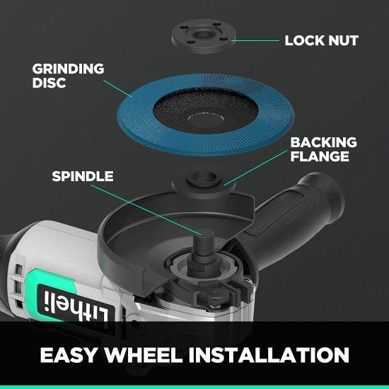 Litheli 20V Cordless Angle Grinder,4-1/2 Inch,Metal Cut Off Tool/Polish ...