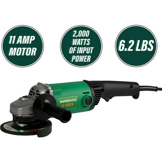 Metabo HPT Angle Grinder, 5-Inch, 11-Amp, Non-Locking Trigger Switch ...