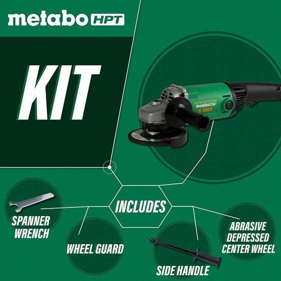 Metabo HPT Angle Grinder, 5-Inch, 11-Amp, Non-Locking Trigger Switch ...