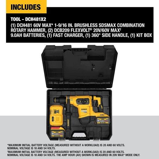 Dewalt デウォルト FLEXVOLT 60V MAX Rotary Hammer/Drill Combination Kit, 1-9/ ...