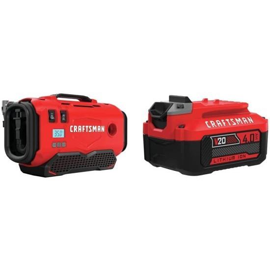 CRAFTSMAN V20 Inflator with Lithium Ion Battery, 4.0-Amp Hour, Charger ...