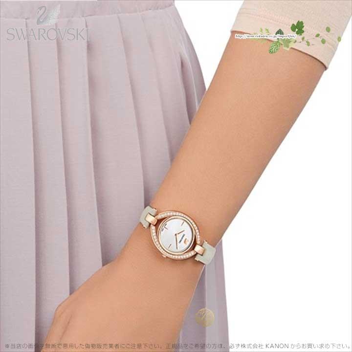 SWAROVSKI スワロフスキー ステラ ウォッチ レザー ストラップ グレー ローズゴールド 時計 5376830 Swarovski ...