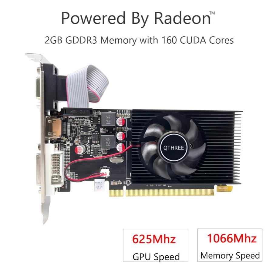 AMD Radeon R5 230 グラフィックスカード 2GB GDDR3 64ビット DVI HDMI VGA コンピューター GPU ...