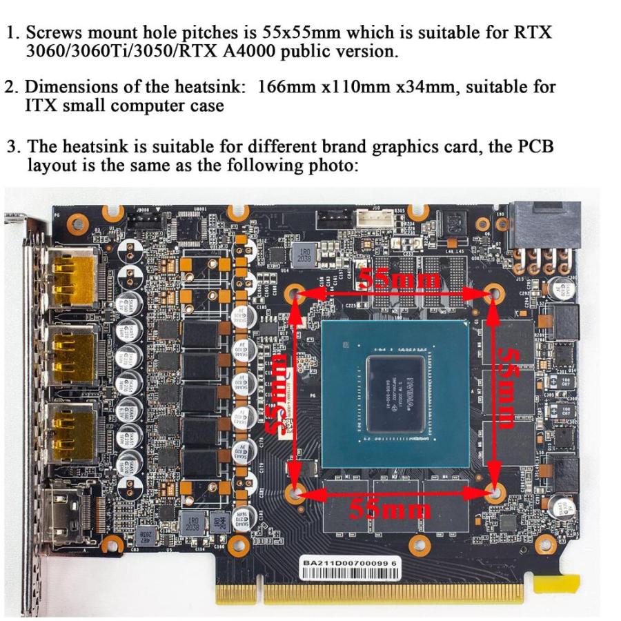 inRobert DIY ITX RTX3060 Ti ヒートシンク ファン付き RTX A4000マイニンググラフィックカード用 :YS0000046638165952:IMPORT KIT ...