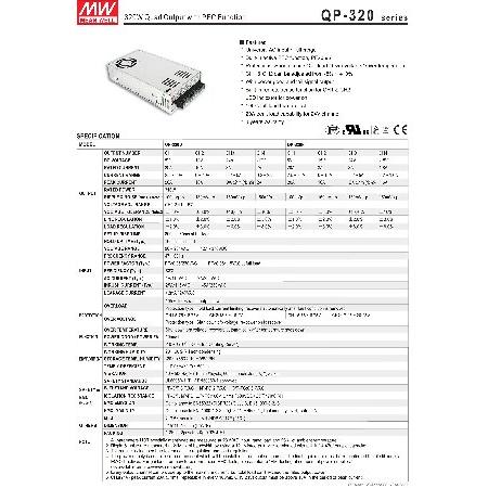 (PowerNex) Mean Well QP-320F 5V +/-15V 24V 1.6A 3A 8A 20A 316W Quad Output with PFC Function ...