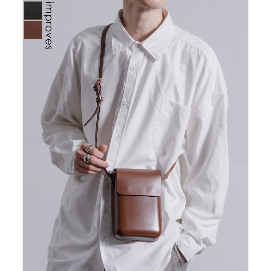 improves ショルダーバッグ メンズ シンセティックレザー 合皮 ポストマンバッグ メッセンジャーバッグ アメカジ カジュアル ストリート 古着MIX 韓国 : improves インプ ...