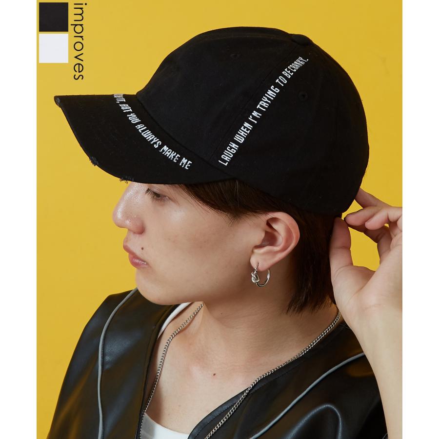 improves（インプローブス） キャップ メンズ 黒キャップ 白キャップ 英字 ロゴ 刺繍 ストリートファッション ユニセックス ダメージ 古着MIX 韓国ファッション Y2K ...