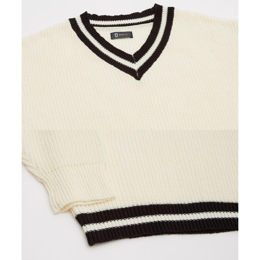 improves ニットセーター メンズ NULL ヌル チルデン Vネック ライン テニス ニット ビッグサイズ オーバーサイズ 大きめ アメカジ カジュアル ストリート 韓国 ...
