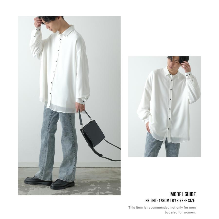 長袖シャツ メンズ NULL ヌル シアーシャツ 透け感 レギュラーカラー ビッグサイズ オーバーサイズ きれいめ カジュアル シンプル :50425:improves インプローブス ...
