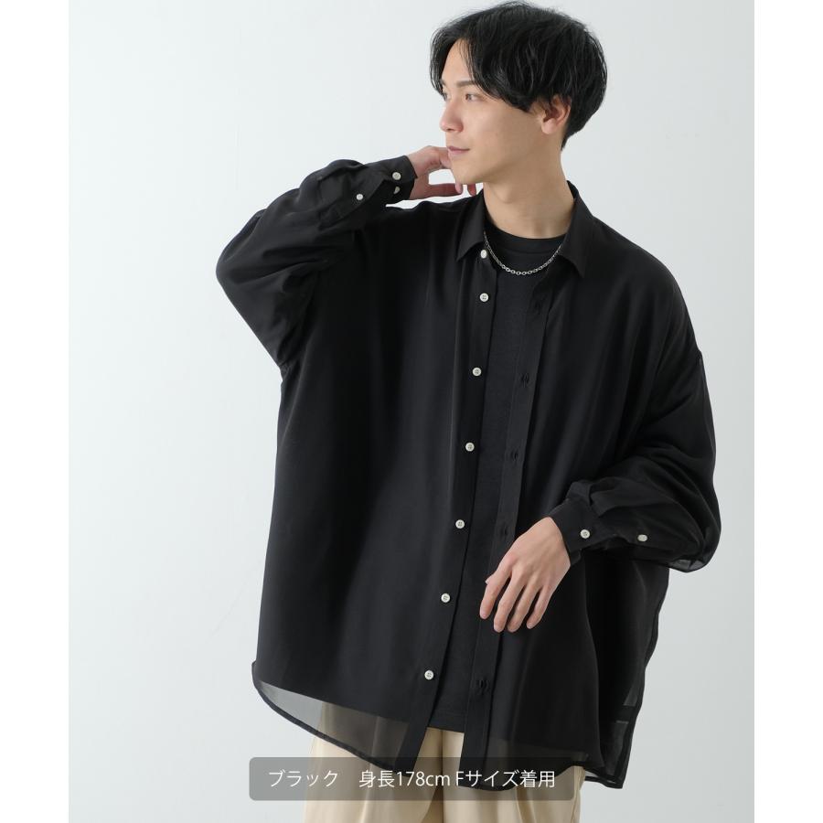 長袖シャツ メンズ NULL ヌル シアーシャツ 透け感 レギュラーカラー ビッグサイズ オーバーサイズ きれいめ カジュアル シンプル :50425:improves インプローブス ...