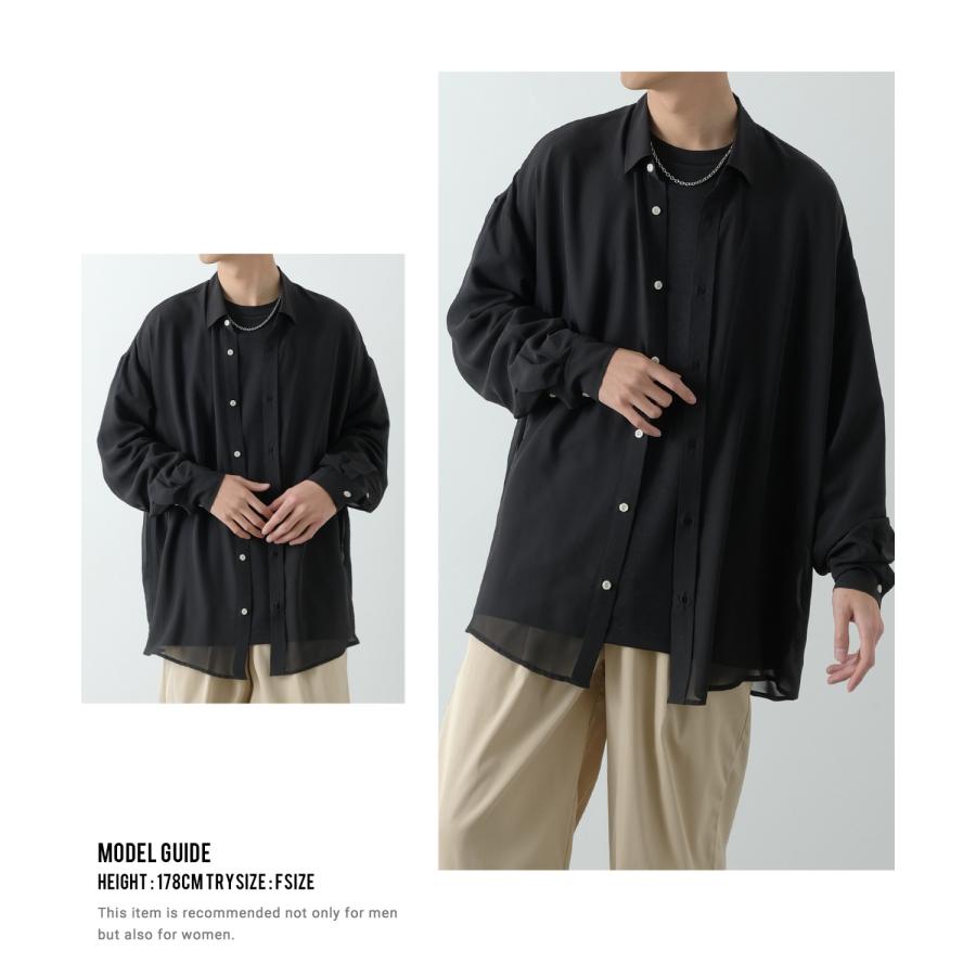 長袖シャツ メンズ NULL ヌル シアーシャツ 透け感 レギュラーカラー ビッグサイズ オーバーサイズ きれいめ カジュアル シンプル :50425:improves インプローブス ...