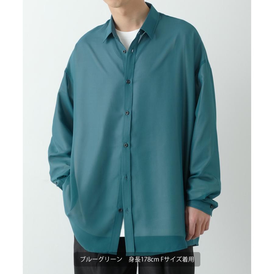 長袖シャツ メンズ NULL ヌル シアーシャツ 透け感 レギュラーカラー ビッグサイズ オーバーサイズ きれいめ カジュアル シンプル :50425:improves インプローブス ...