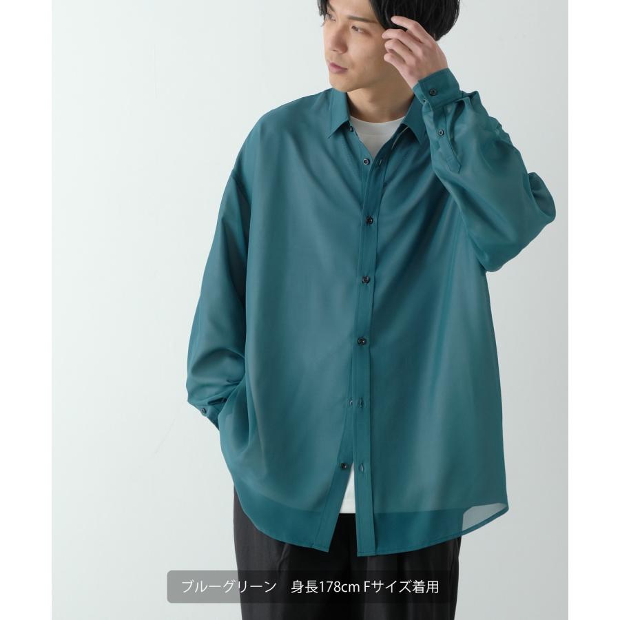 長袖シャツ メンズ NULL ヌル シアーシャツ 透け感 レギュラーカラー ビッグサイズ オーバーサイズ きれいめ カジュアル シンプル :50425:improves インプローブス ...