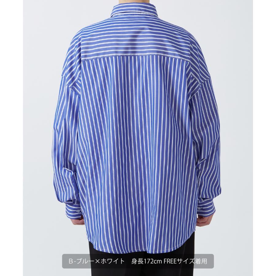 improves 長袖シャツ メンズ NULL ヌル ストライプ ユーティリティー ワーク 速乾 接触冷感 イージーケア ビッグサイズ オーバーサイズ 大きめ カジュアル ストリート ...