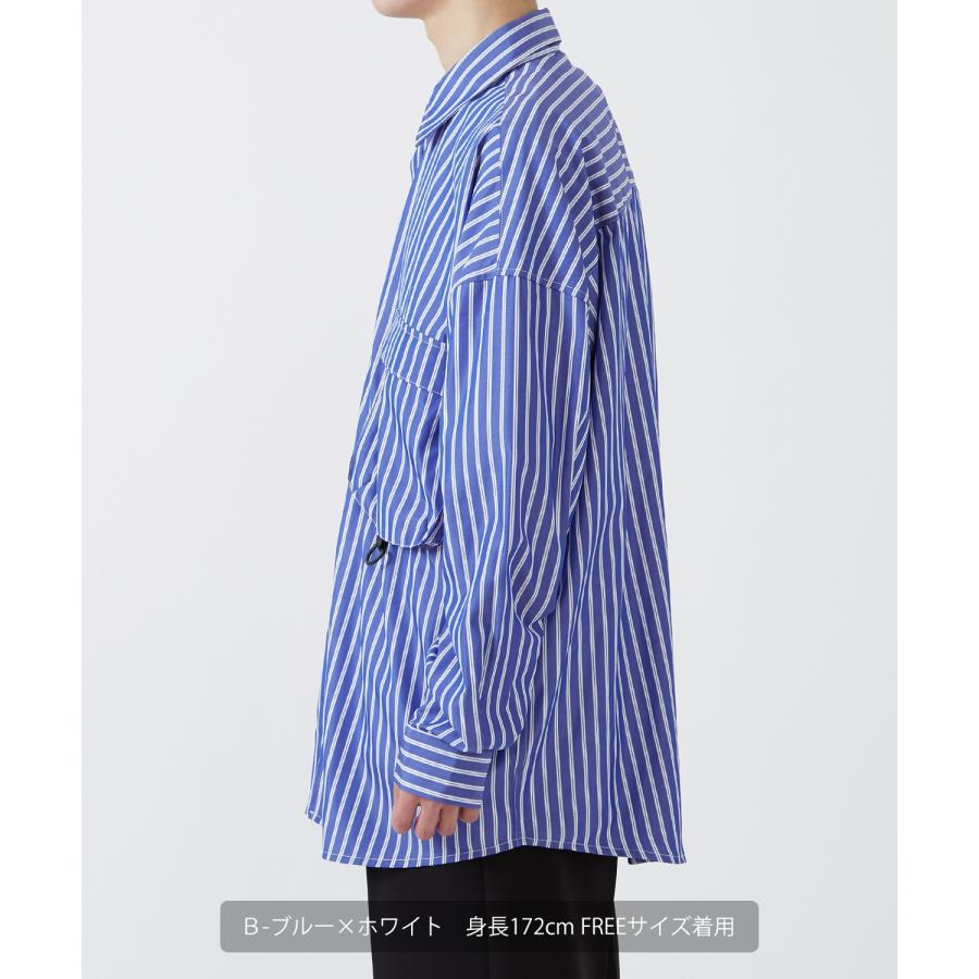 improves 長袖シャツ メンズ NULL ヌル ストライプ ユーティリティー ワーク 速乾 接触冷感 イージーケア ビッグサイズ オーバーサイズ 大きめ カジュアル ストリート ...