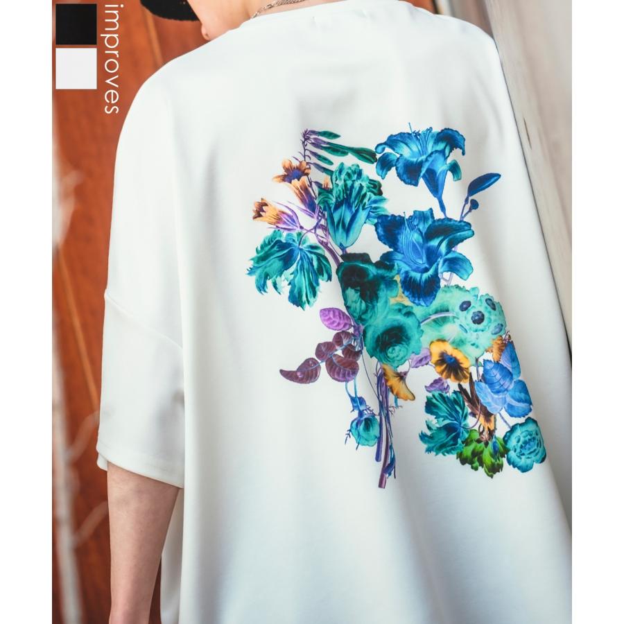 improves 半袖Tシャツ メンズ NULL ヌル フラワー バックプリント ポンチ カットソー ビッグサイズ オーバーサイズ 大きめ アメカジ カジュアル ストリート 韓国 ...