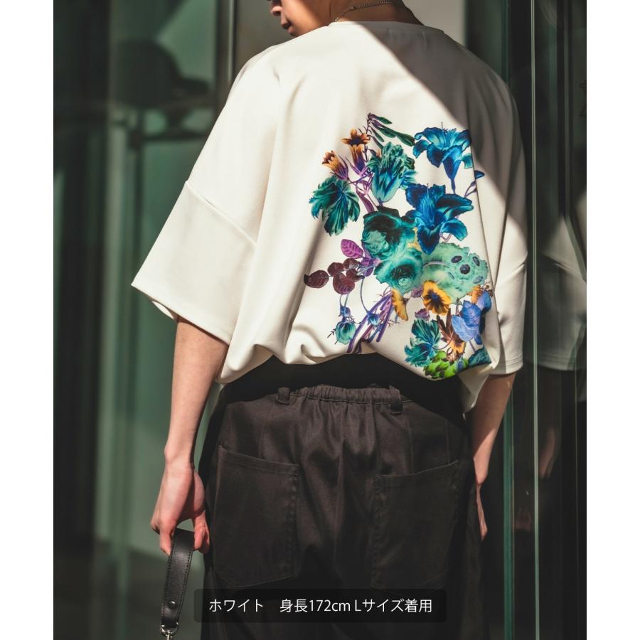 improves 半袖Tシャツ メンズ NULL ヌル フラワー バックプリント ポンチ カットソー ビッグサイズ オーバーサイズ 大きめ アメカジ カジュアル ストリート 韓国 ...