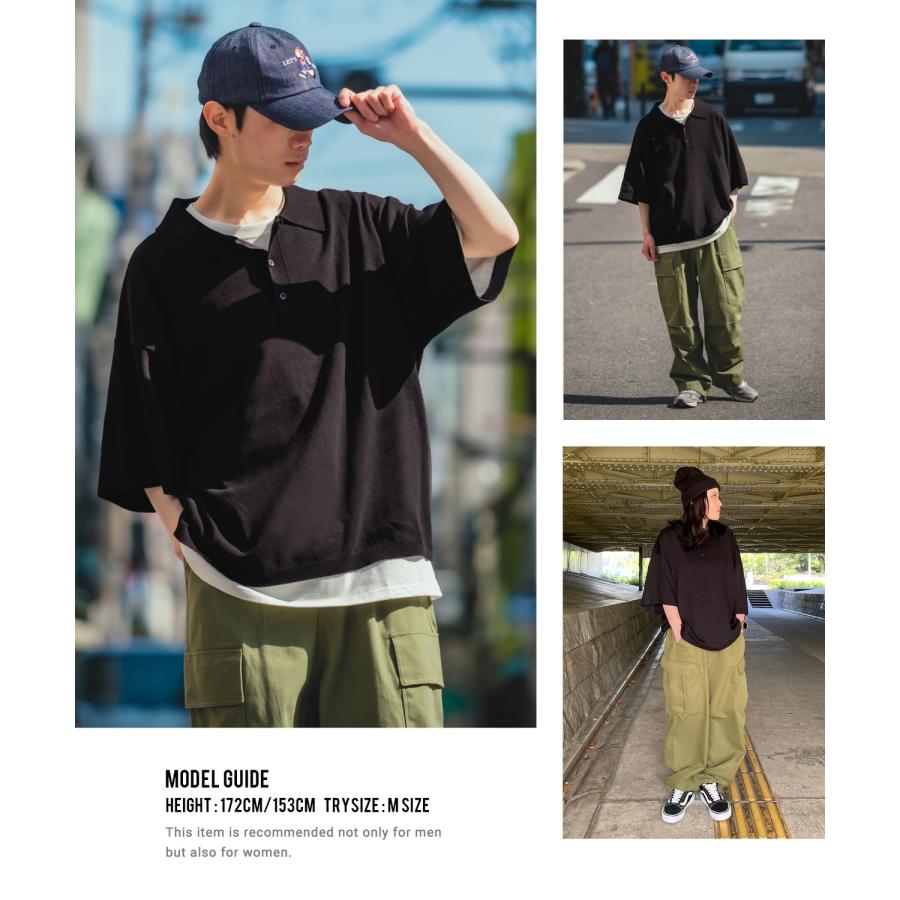 improves ポロシャツ メンズ NULL ヌル ニット レギュラーカラー シャツ 半袖 無地 ビッグサイズ オーバーサイズ シンプル ベーシック 古着MIX ストリート スケーター ...