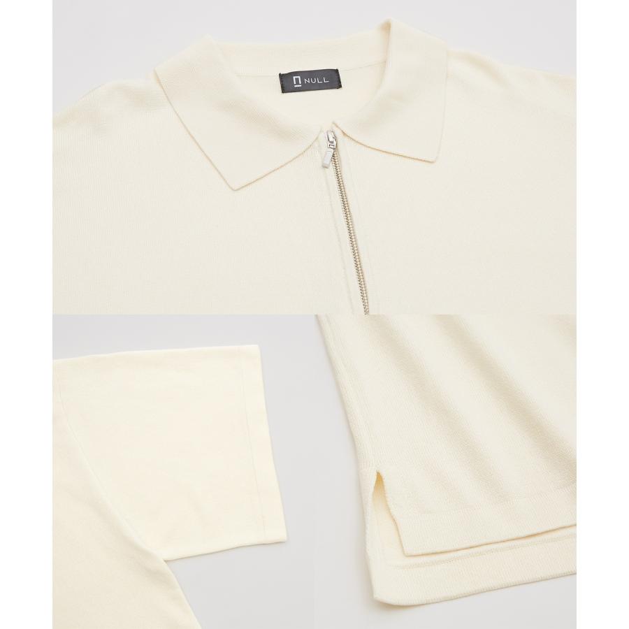 improves ポロシャツ メンズ NULL ヌル ニット ハーフジップ ZIP シャツ 半袖 無地 ビッグサイズ オーバーサイズ シンプル ベーシック 古着MIX ストリート スケーター ...