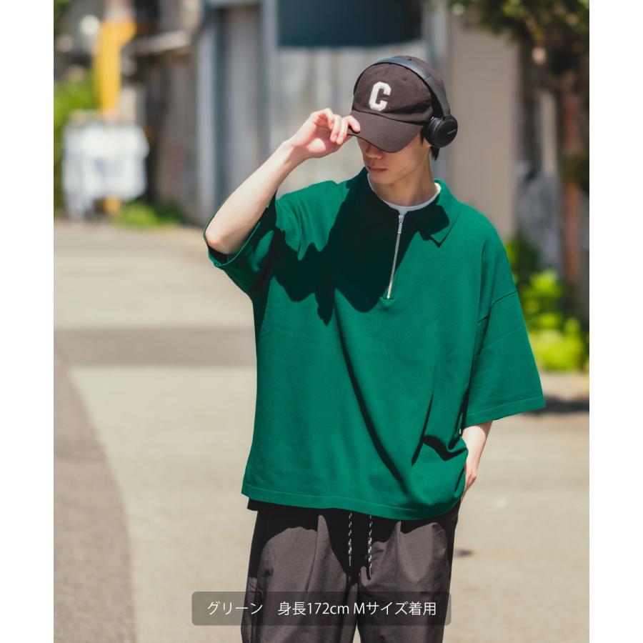 improves ポロシャツ メンズ NULL ヌル ニット ハーフジップ ZIP シャツ 半袖 無地 ビッグサイズ オーバーサイズ シンプル ベーシック 古着MIX ストリート スケーター ...