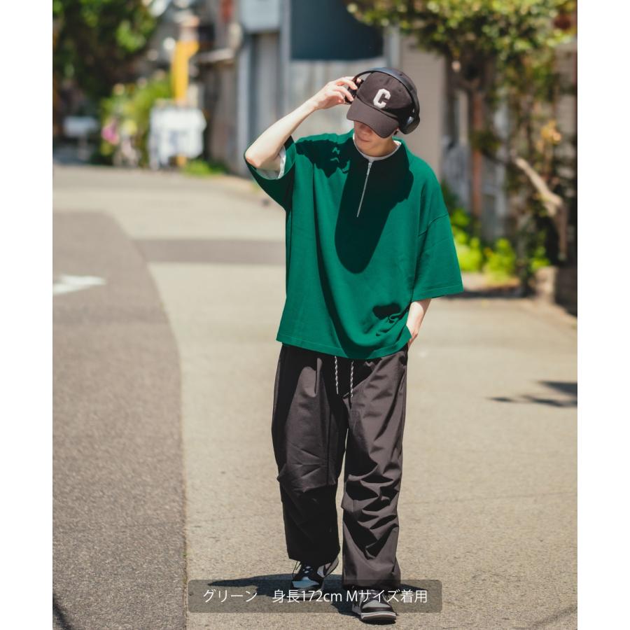 improves ポロシャツ メンズ NULL ヌル ニット ハーフジップ ZIP シャツ 半袖 無地 ビッグサイズ オーバーサイズ シンプル ベーシック 古着MIX ストリート スケーター ...