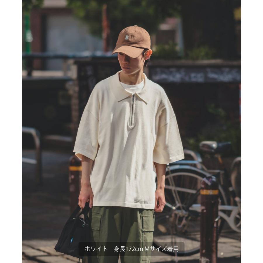 improves ポロシャツ メンズ NULL ヌル ニット ハーフジップ ZIP シャツ 半袖 無地 ビッグサイズ オーバーサイズ シンプル ベーシック 古着MIX ストリート スケーター ...