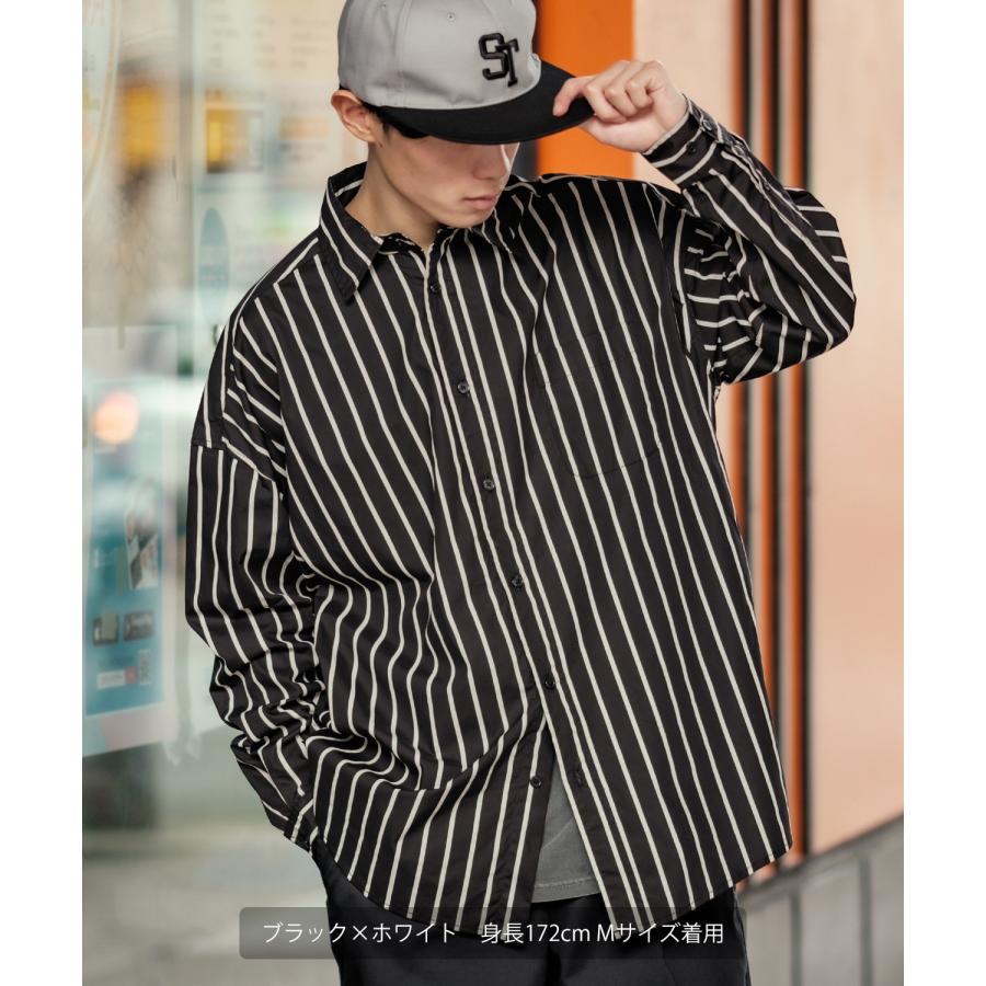 improves シャツ メンズ NULL ヌル ストライプ 長袖シャツ レギュラーカラー ゆったり 大きいサイズ きれいめ シンプル カジュアル ストリート 韓国ファッション ...