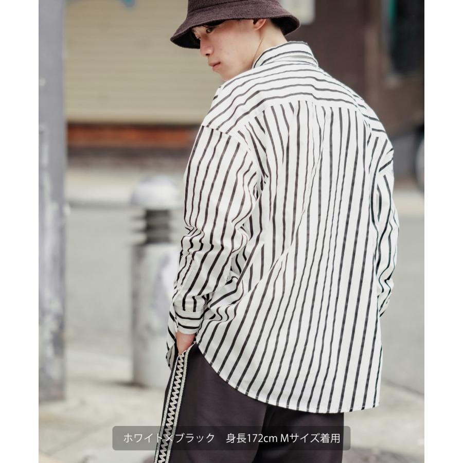 improves シャツ メンズ NULL ヌル ストライプ 長袖シャツ レギュラーカラー ゆったり 大きいサイズ きれいめ シンプル カジュアル ストリート 韓国ファッション ...