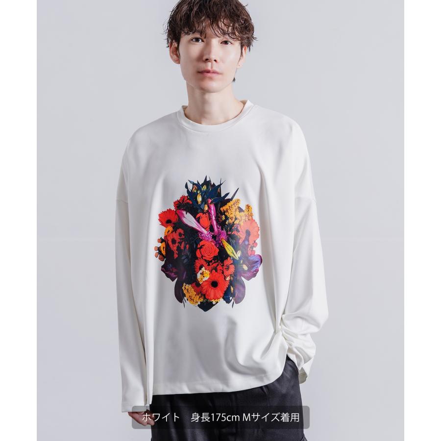 improves 長袖Tシャツ メンズ NULL ヌル ポンチ ドルマンスリーブ フラワープリント カットソー ビッグサイズ オーバーサイズ 大きめ カジュアル ナチュラル モード 韓国 ...