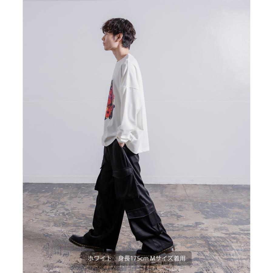 improves 長袖Tシャツ メンズ NULL ヌル ポンチ ドルマンスリーブ フラワープリント カットソー ビッグサイズ オーバーサイズ 大きめ カジュアル ナチュラル モード 韓国 ...