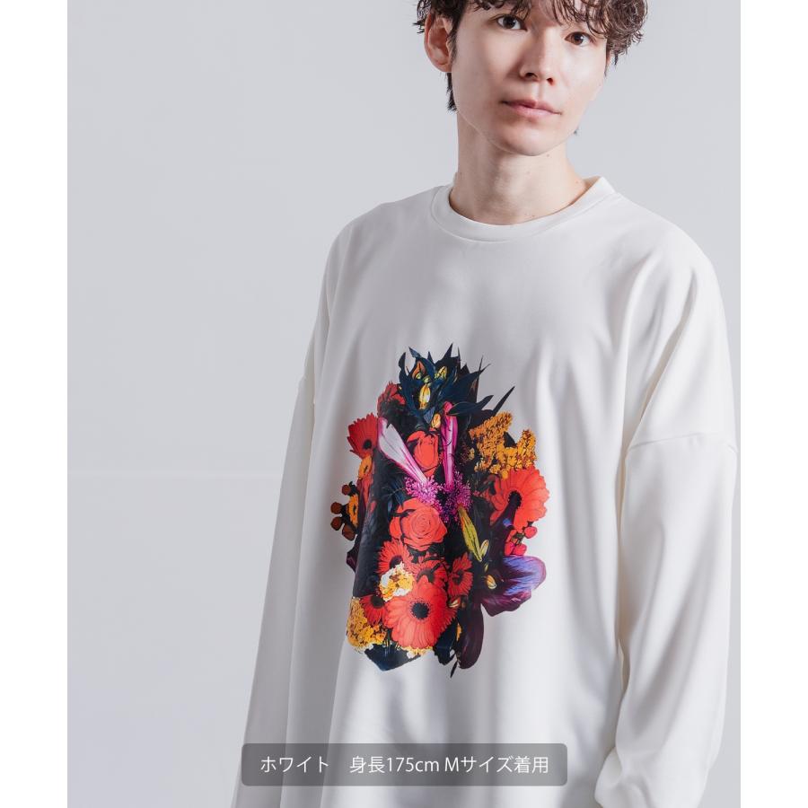 improves 長袖Tシャツ メンズ NULL ヌル ポンチ ドルマンスリーブ フラワープリント カットソー ビッグサイズ オーバーサイズ 大きめ カジュアル ナチュラル モード 韓国 ...