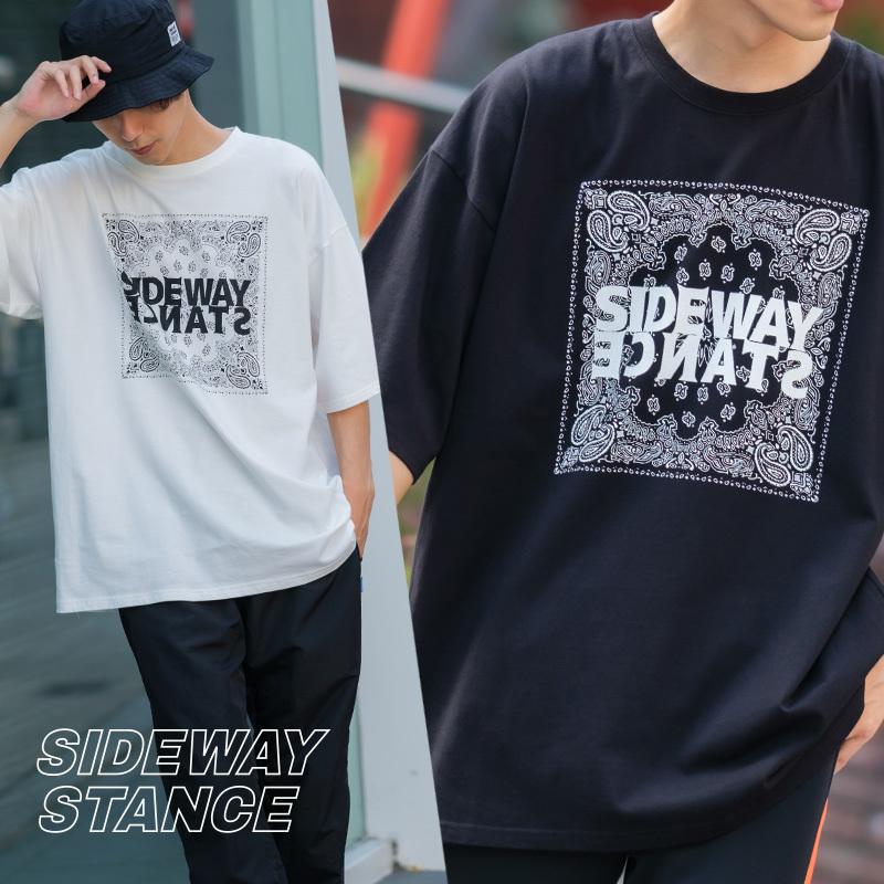 improves tシャツ Tシャツ ユニセックス SIDEWAY STANCE サイドウェイスタンス 半袖Tシャツ TEE ビッグシルエット トップス ペイズリー柄 バンダナ柄 ロゴ ...