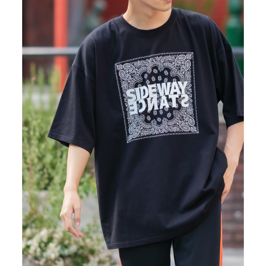 improves tシャツ Tシャツ ユニセックス SIDEWAY STANCE サイドウェイスタンス 半袖Tシャツ TEE ビッグシルエット トップス ペイズリー柄 バンダナ柄 ロゴ ...