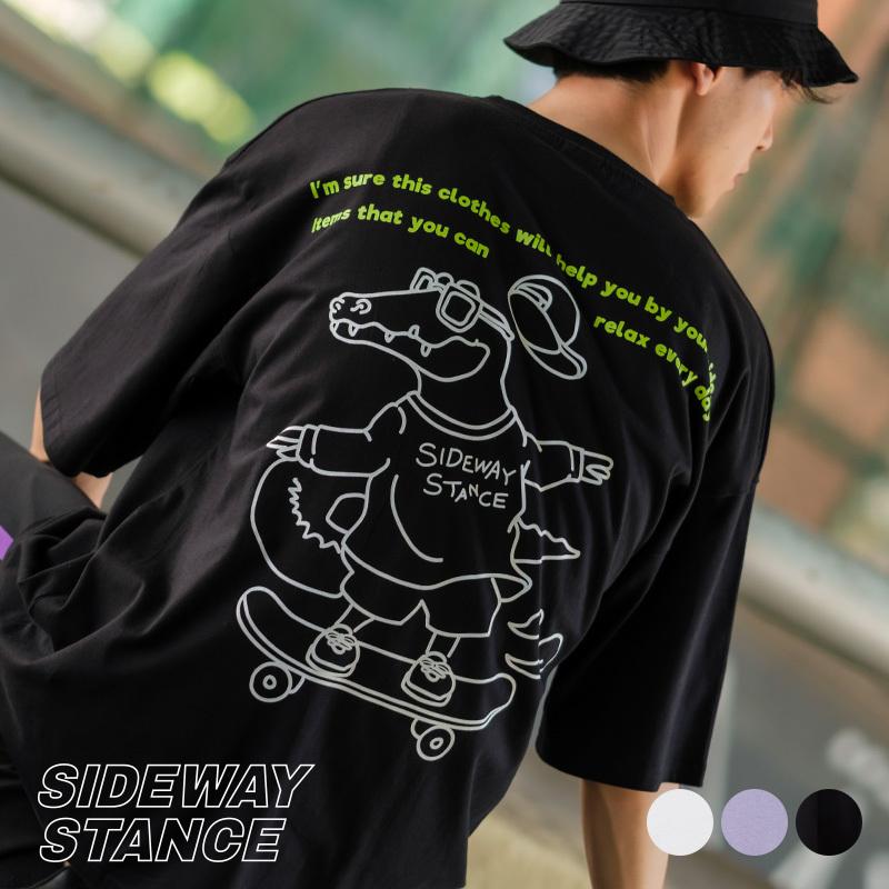 improves tシャツ Tシャツ ユニセックス SIDEWAY STANCE サイドウェイスタンス 半袖Tシャツ TEE ビッグシルエット トップス ロゴ バックプリント ...
