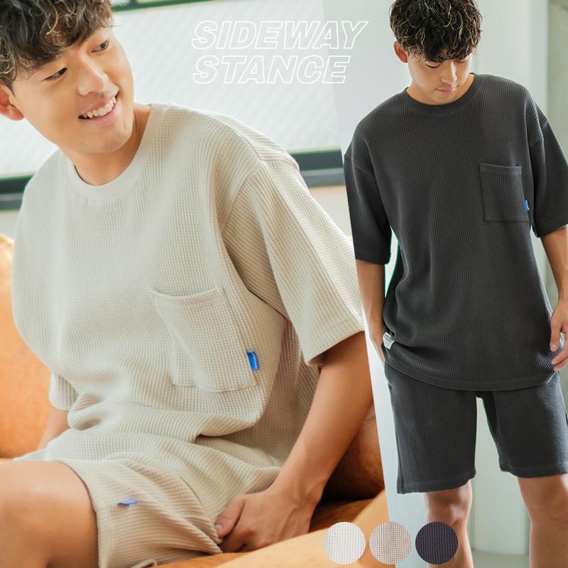 improves tシャツ Tシャツ ユニセックス セットアップ対応 SIDEWAY STANCE サイドウェイスタンス 半袖Tシャツ TEE ビッグシルエット トップス 無地 ワッフル ...