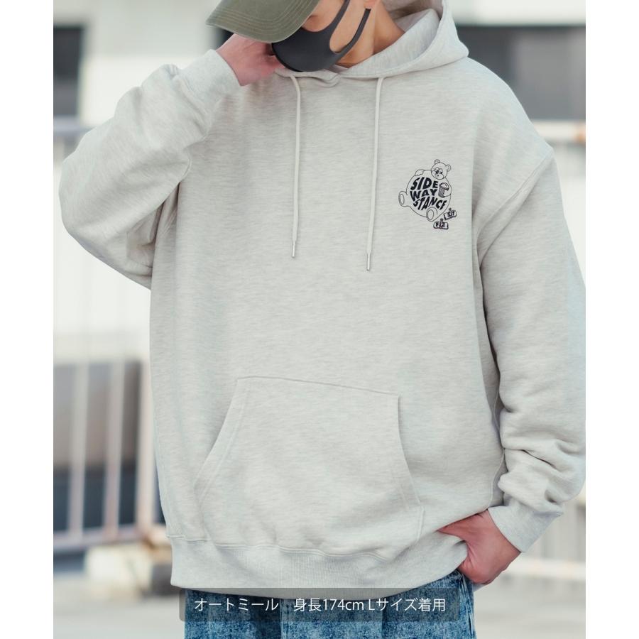 improves パーカー メンズ SIDEWAY STANCE サイドウェイスタンス オリジナルプリント グラフィック スウェット スエット バックプリント クマ オーバーサイズ ...