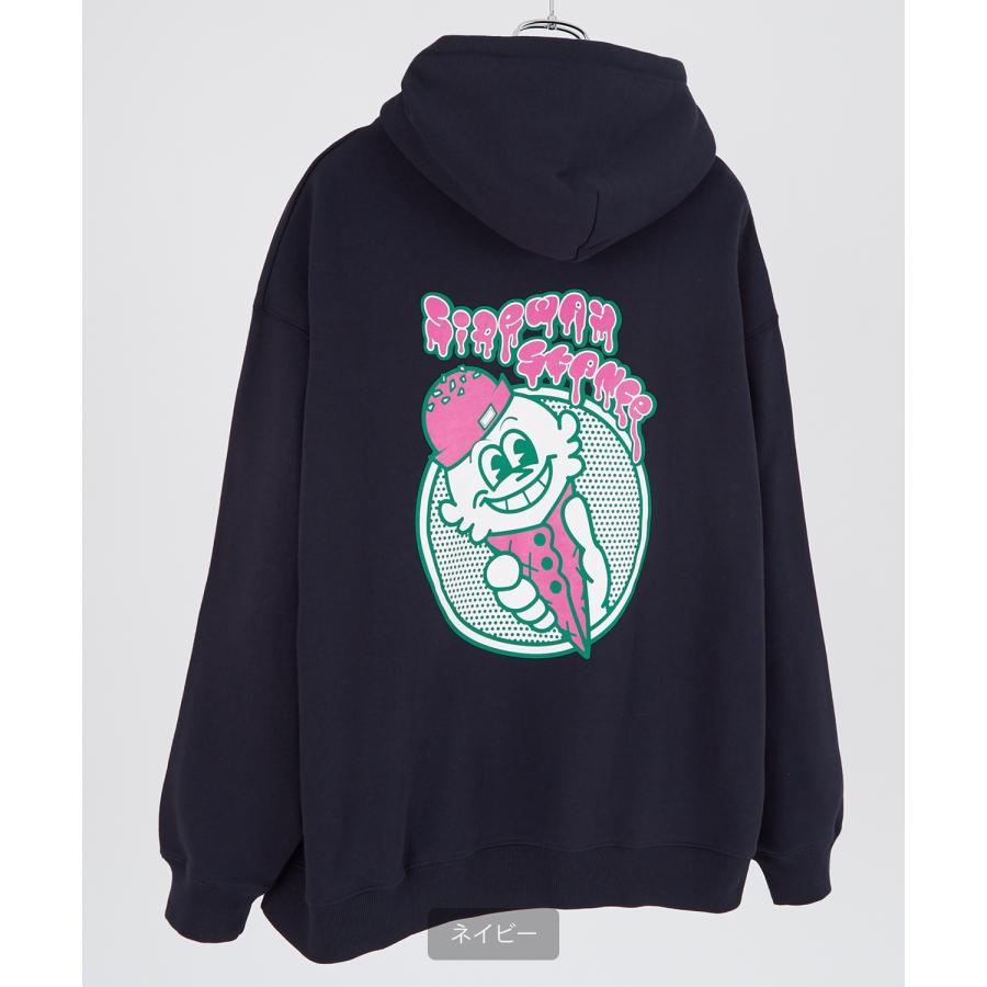 パーカー メンズ SIDEWAY STANCE サイドウェイスタンス オリジナルプリント グラフィック スウェット スエット アイスクリーム マスコット オーバーサイズ : 70093 ...