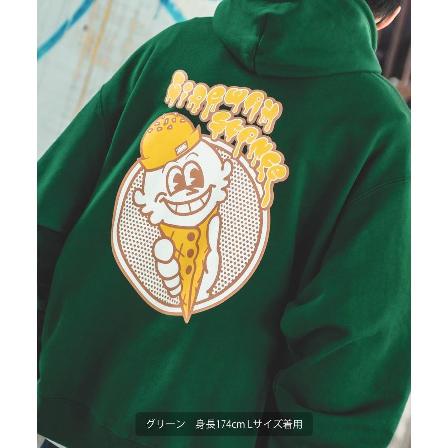 パーカー メンズ SIDEWAY STANCE サイドウェイスタンス オリジナルプリント グラフィック スウェット スエット アイスクリーム マスコット オーバーサイズ : 70093 ...