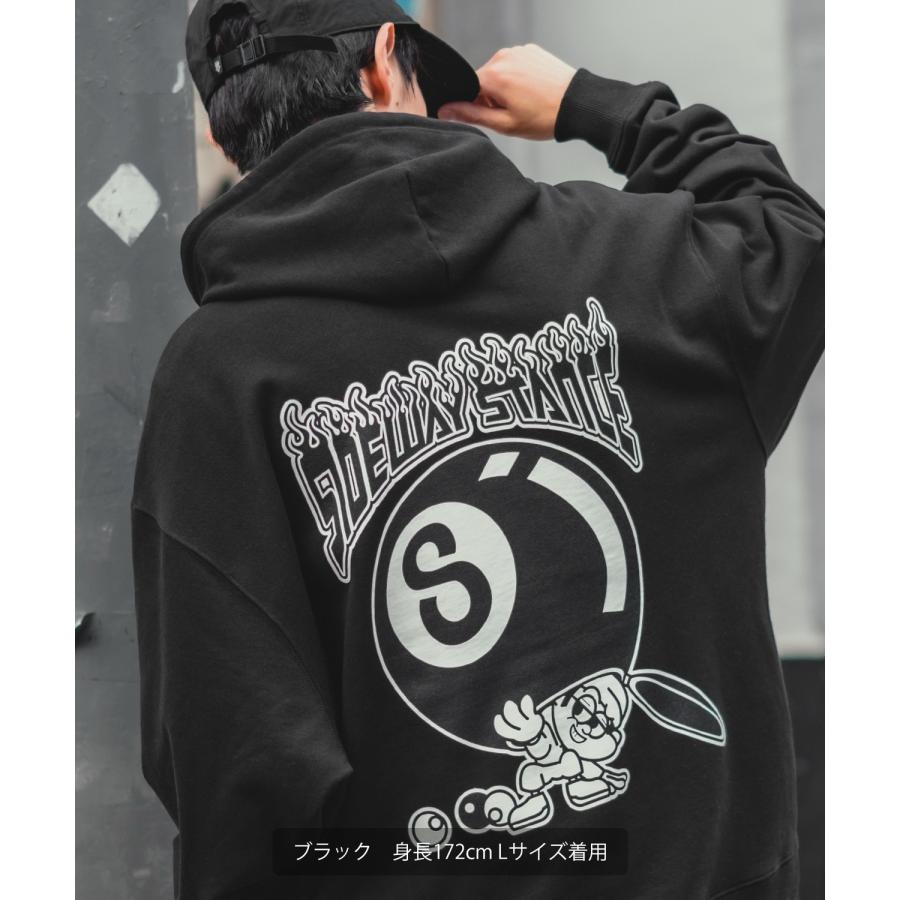 パーカー メンズ SIDEWAY STANCE サイドウェイスタンス オリジナルプリント グラフィック スウェット Sボール オーバーサイズ アメカジ カジュアル :70174 ...