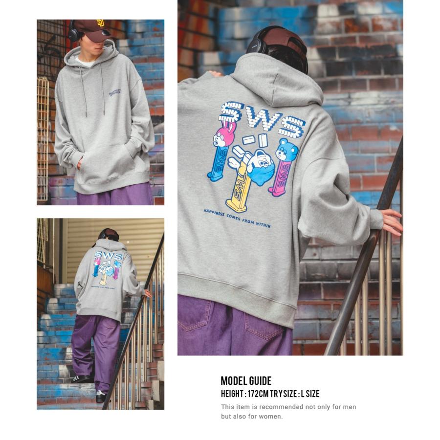 パーカー メンズ SIDEWAY STANCE サイドウェイスタンス オリジナルプリント グラフィック スウェット キャンディトイ オーバーサイズ アメカジ カジュアル :70176 ...